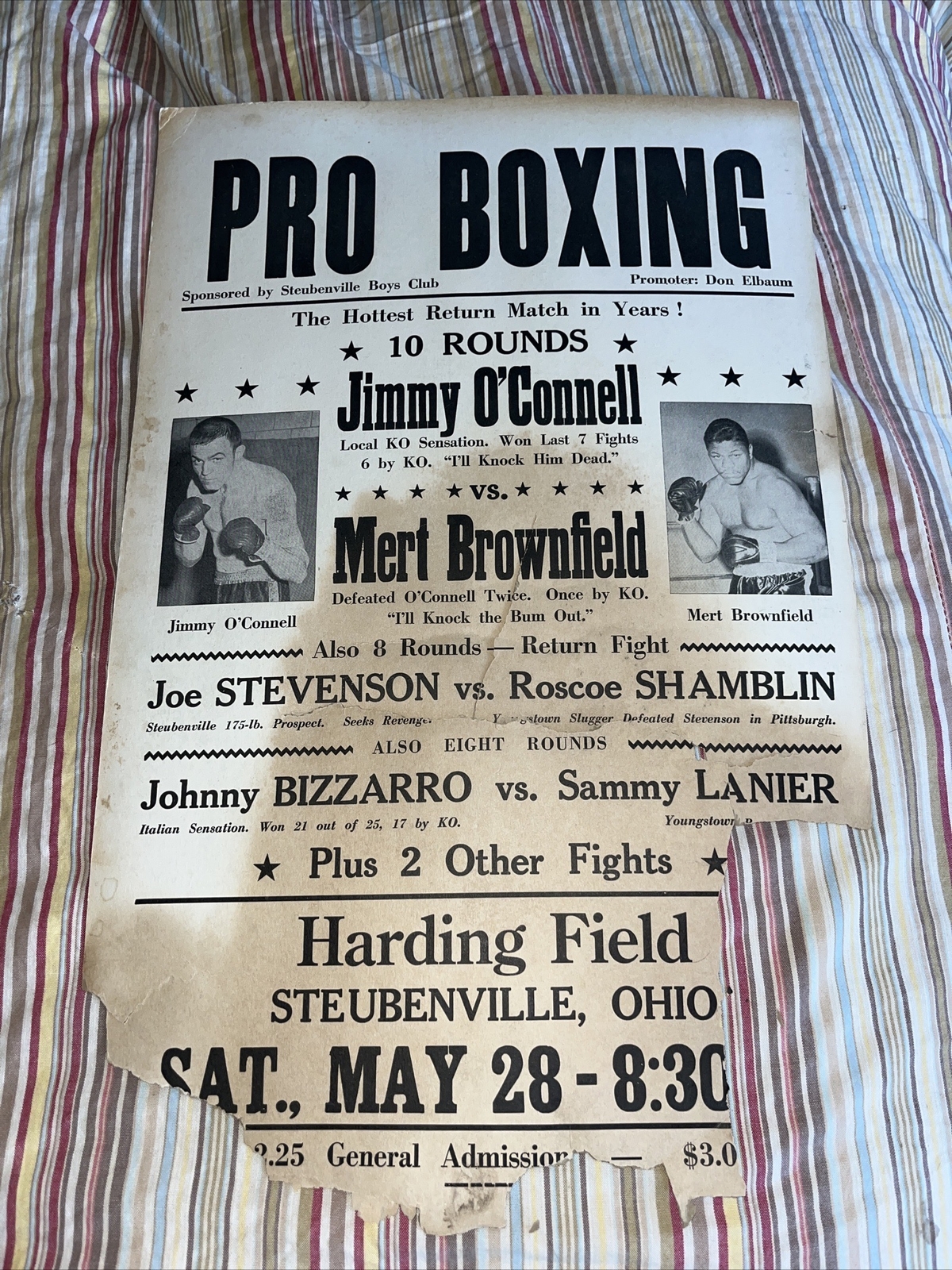 Old Boxing Poster Fighter Don Elbaum Vintage Damaged | eBay