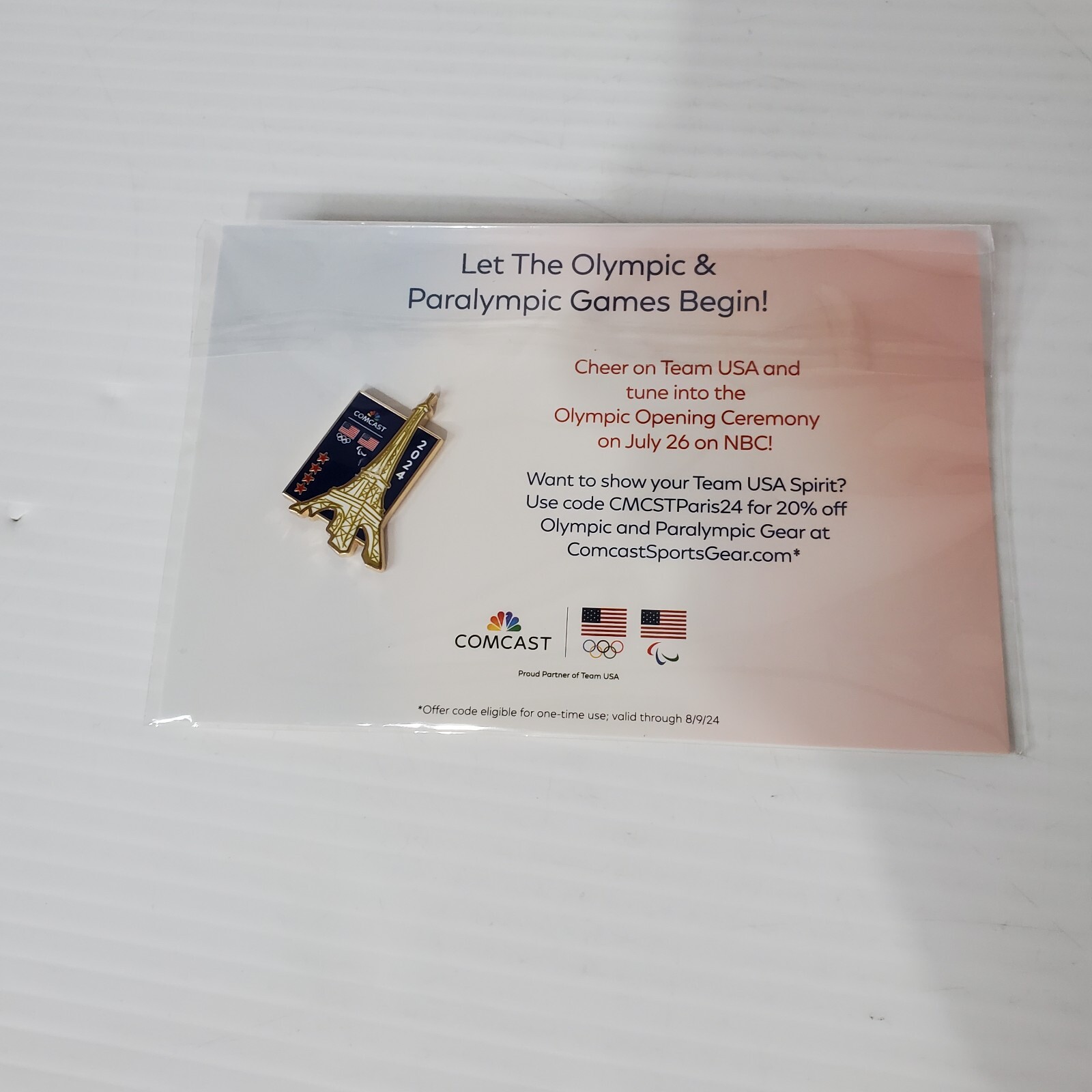 Paris Summer Olympics 2024 NBC Comcast Media Pin New Sealed Eiffel ...
