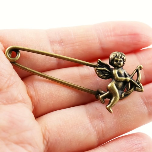 #P117A New Bronze Tone 0.9" Cupid Angel Safety Pin Scarf Kilt Lapel ...