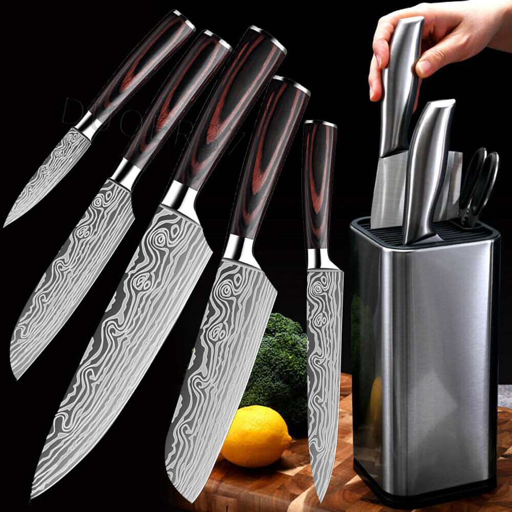 Küchenmesser Profi Kochmesser Set Japanisches Damaskus Muster Edelstahl ...