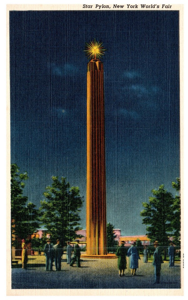 Vintage 1939 Postcard New York World's Fair Star Pylon Night View ...