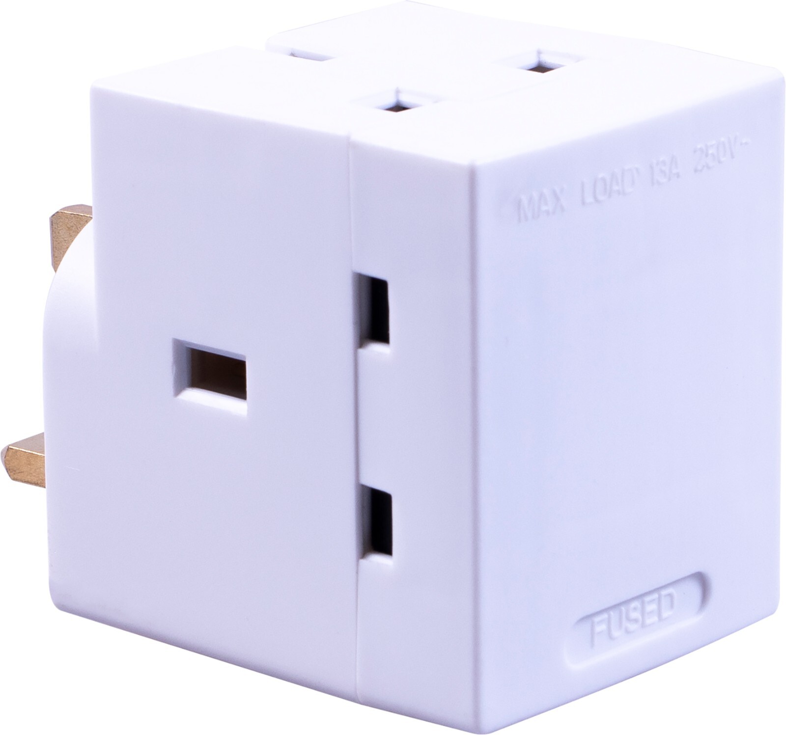 3 Way Plug-in Adaptor 13A Travel Home Office Essential 3 Plugs Sockets ...