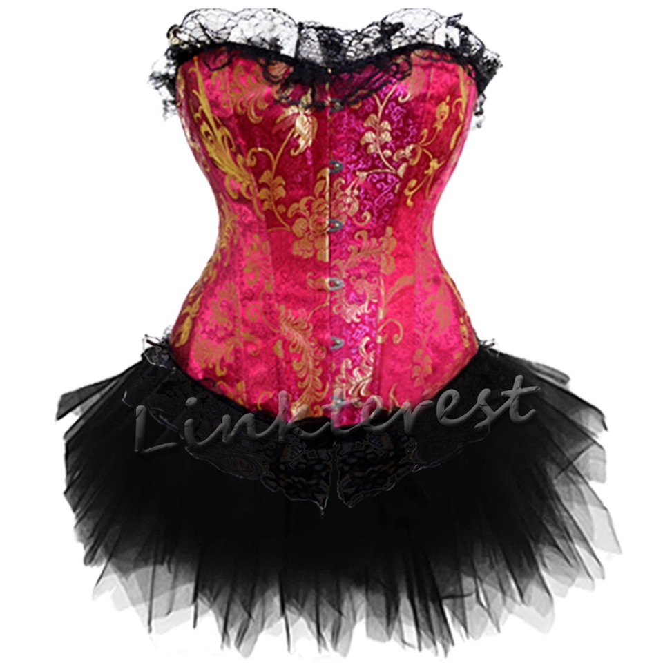 Women Sexy Burlesque Bustier FANCY DRESS Party Costume Corset&Tutu ...