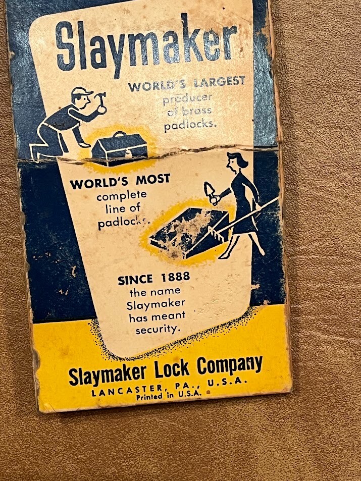 Vintage SLAYMAKER Rustless Padlock Lock w/ Keys on Card Advertising | eBay