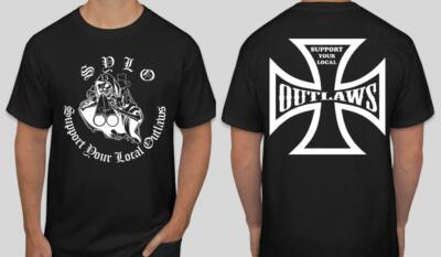 2 Sided Support your local Outlaws Biker Motorcycle MC t shirt outlaw ...