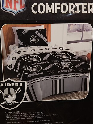 LAS VEGAS RAIDERS 4 PIECE BEDDING SET TWIN SIZE BRAND NEW SEALED IN THE ...