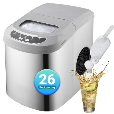 26Lbs Countertop Ice Maker Bullet-shaped Ice Cube Ice Machine Mini Ice ...