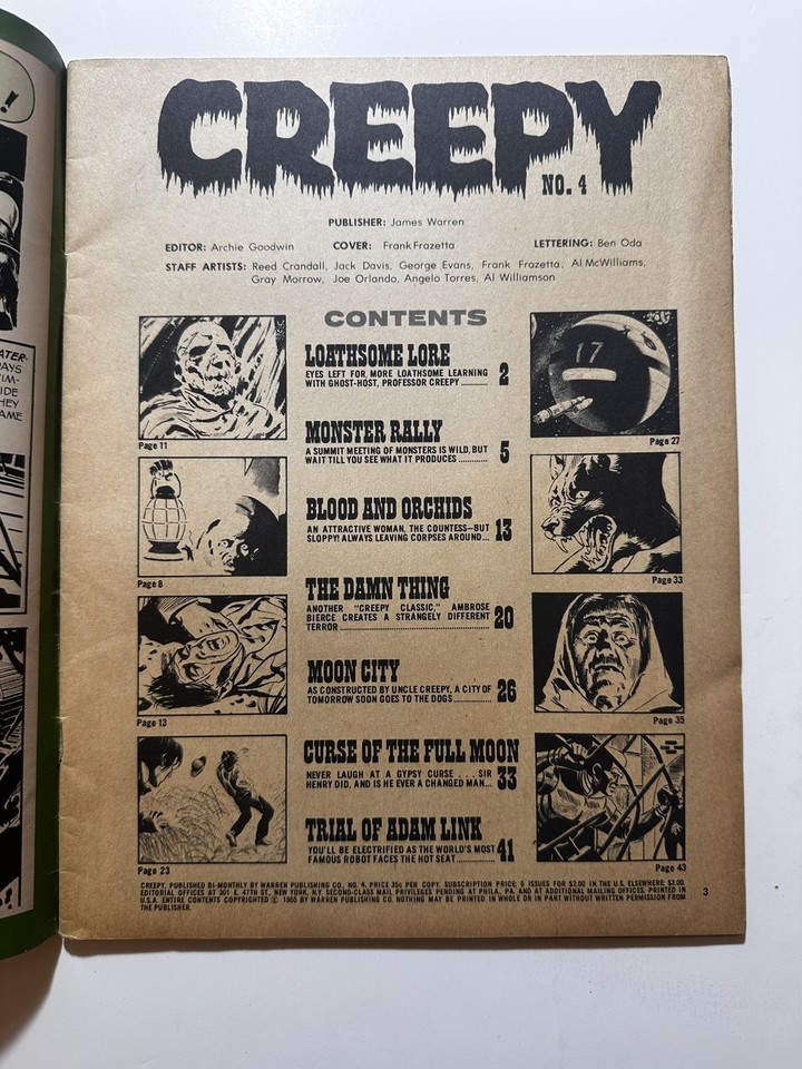 Creepy Magazine #4 1965, Frank Frazetta werewolf cover HORROR Warren ...