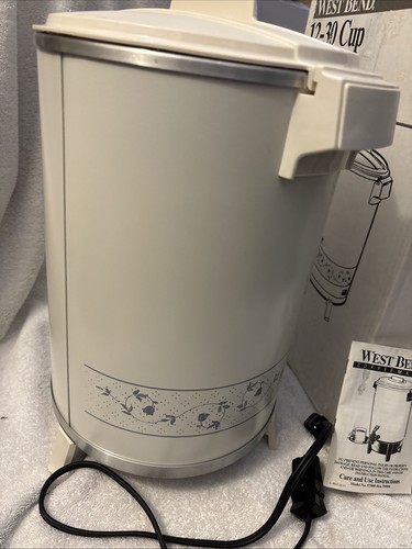 Vintage West Bend Party Perk Coffee Maker 12-30 Cups White w/Flowers ...
