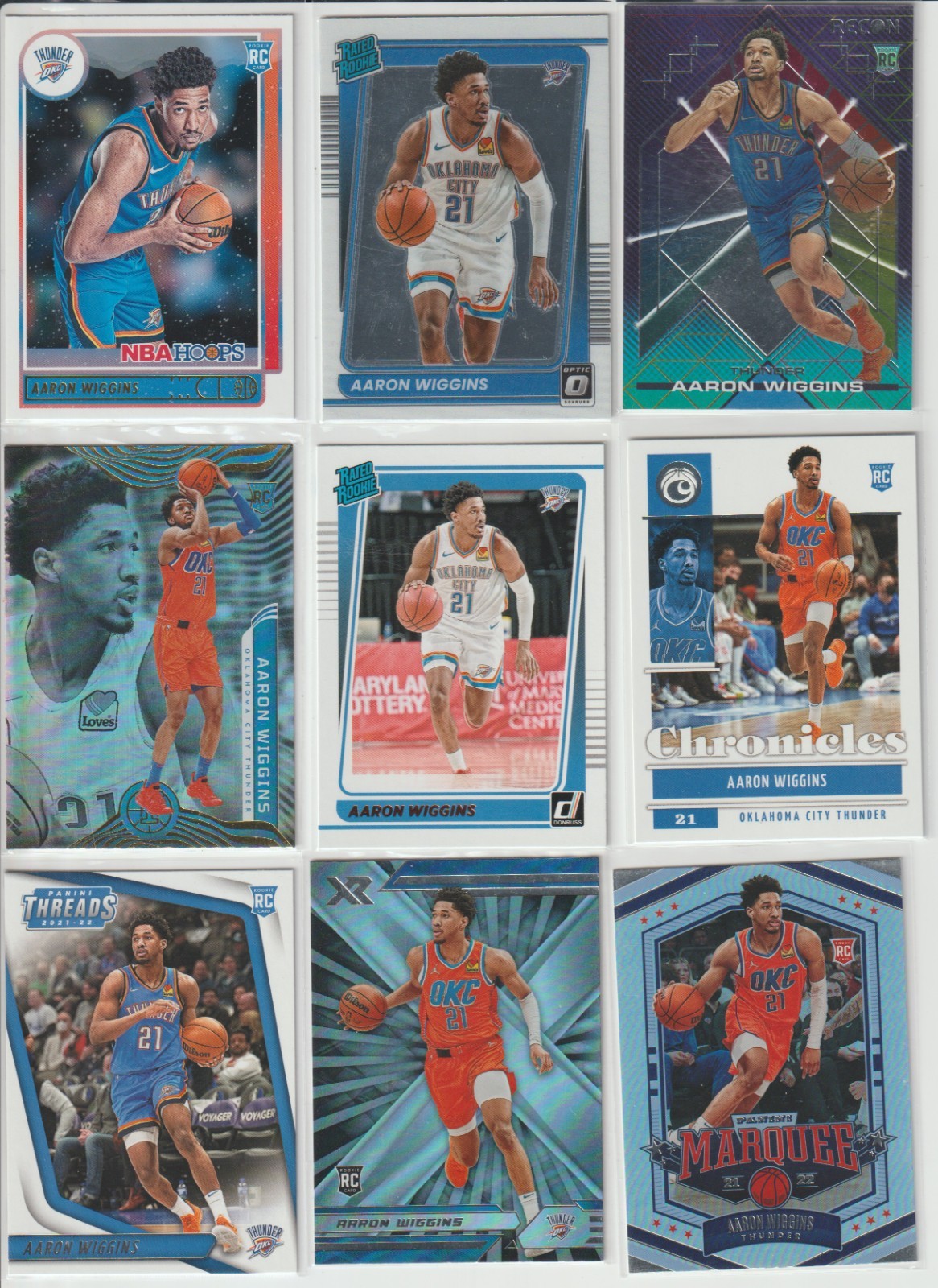 Aaron Wiggins , 9 Different RC Lot / Oklahoma City Thunder | eBay