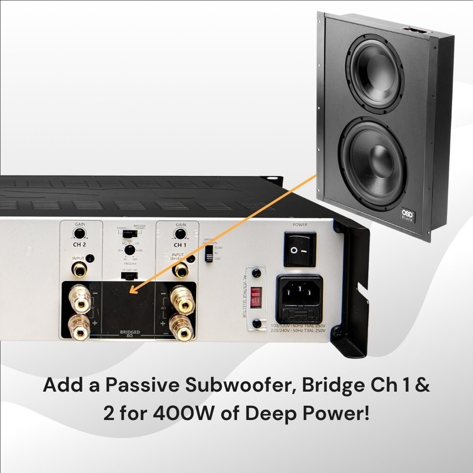 OSD 4x 175W Home Theater Amplifier w/ Passive Subwoofer Control, 400W ...