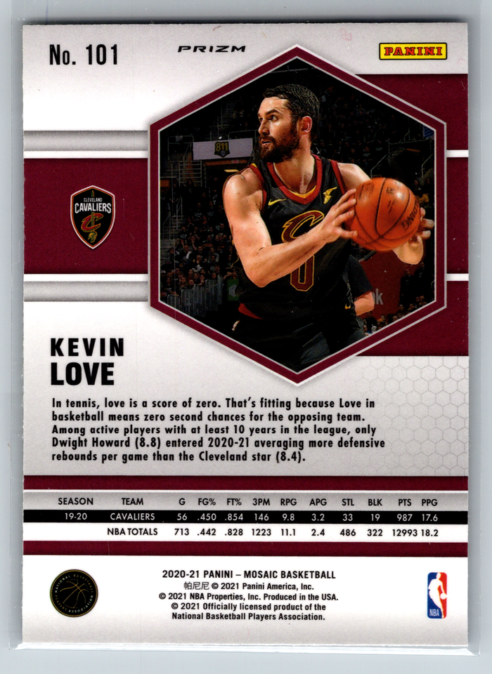 Kevin Love 2020 Panini Mosaic Mosaic Reactive Yellow #101 Cleveland ...