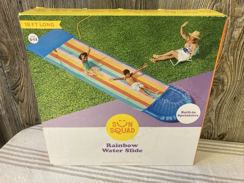 Pool Beach Fun SUN SQUAD RAINBOW WATER SLIDE 18 Ft Long Sprinklers | eBay