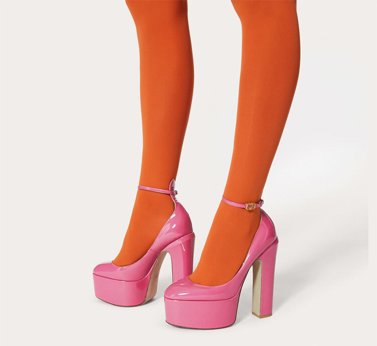 Womens Super High Platform Block Heels Faux Leather Round Toe Round Toe ...