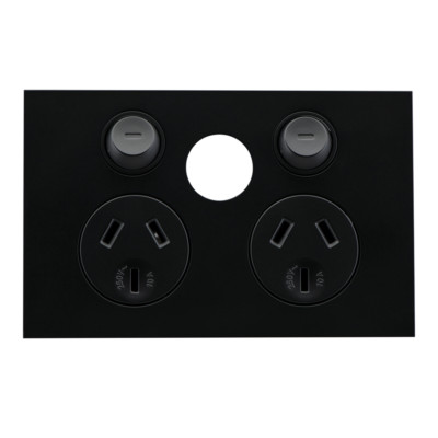 Clipsal Saturn ZEN Double Powerpoint Less Extra Switch Black | Z4025XUA ...