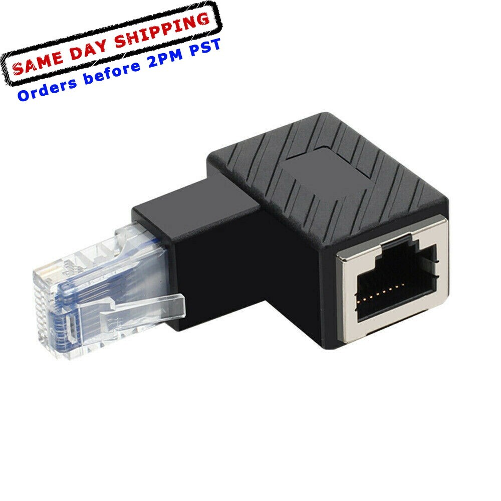 1x Angled RJ45 Male to Female Network Lan Ethernet Extension Adapter ...