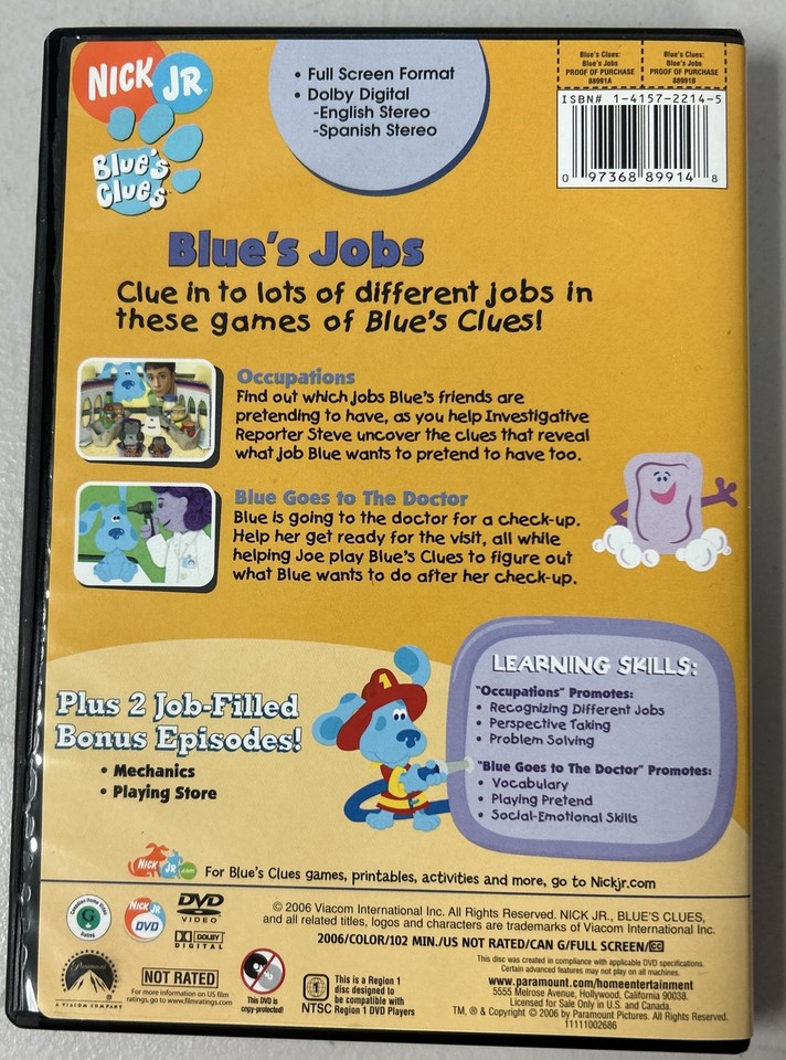 Nickelodeon Nick Jr. DVD Lot Of 4 Blue Clues, Paw Patrol, Springtime ...