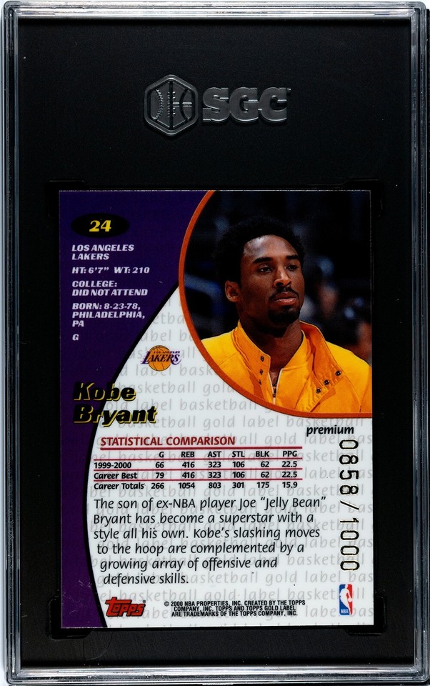 2000-01 Topps Gold Label Kobe Bryant Premium SGC 7 #858/1000 | eBay