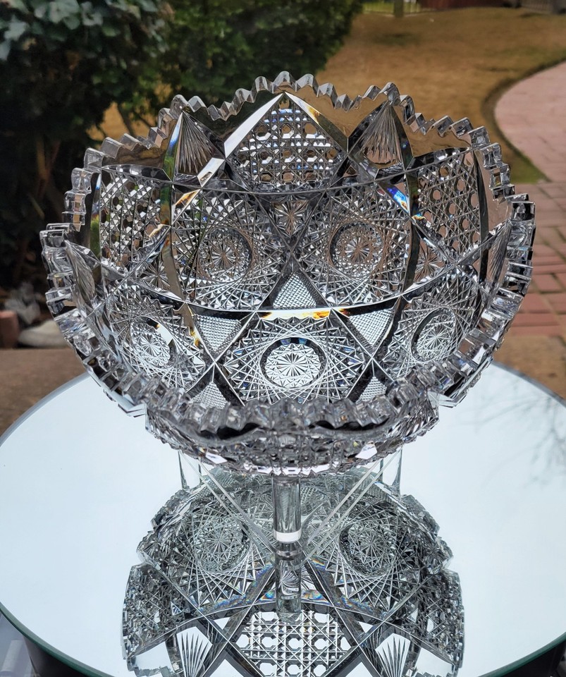 American Brilliant TB Clark Huyler Pattern ABP Cut Glass Bowl 8" 1905 ...