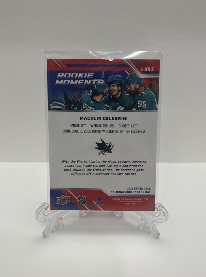 MACKLIN CELEBRINI 2025 Upper Deck National Hockey Card Promo Rookie #NHCD-31 RC | eBay