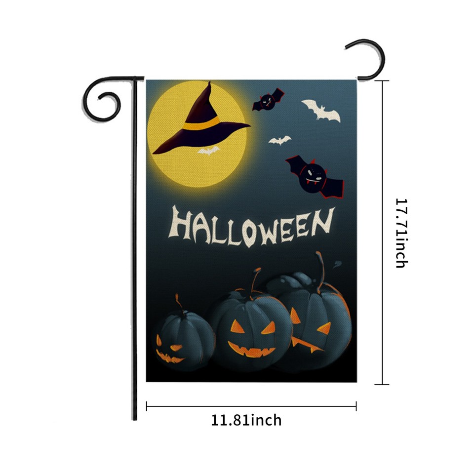 Double-Sided Flax Halloween Horror Flag for Haunted House Party Garden ...