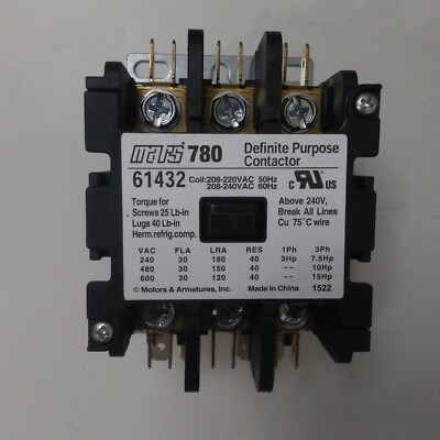 New Mars 61432 3 pole 30 Amp Contactor 208 - 240 VAC Coil | eBay