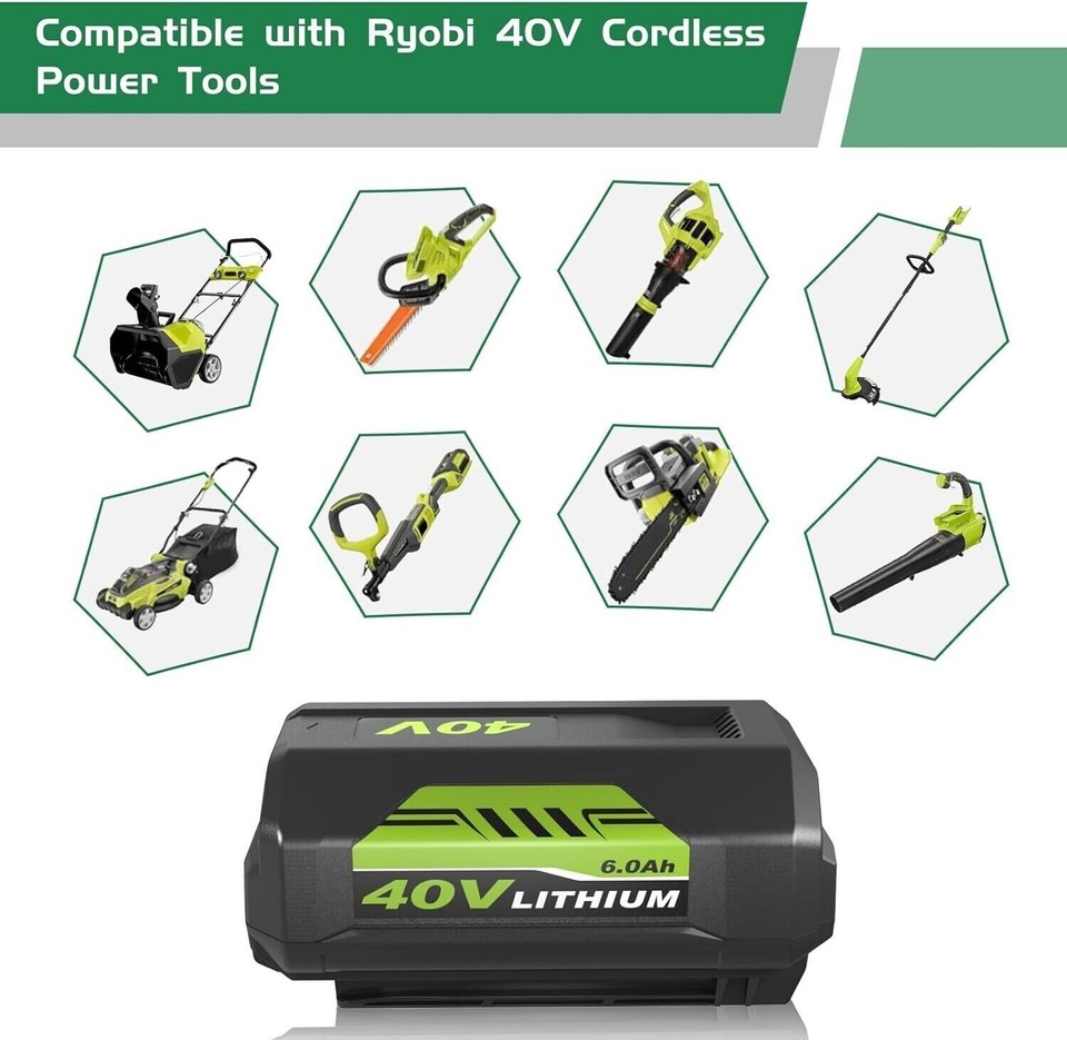 4 PACK For Ryobi 40 Volt 6.0Ah Battery High Capacity Lithium ion OP4050 ...