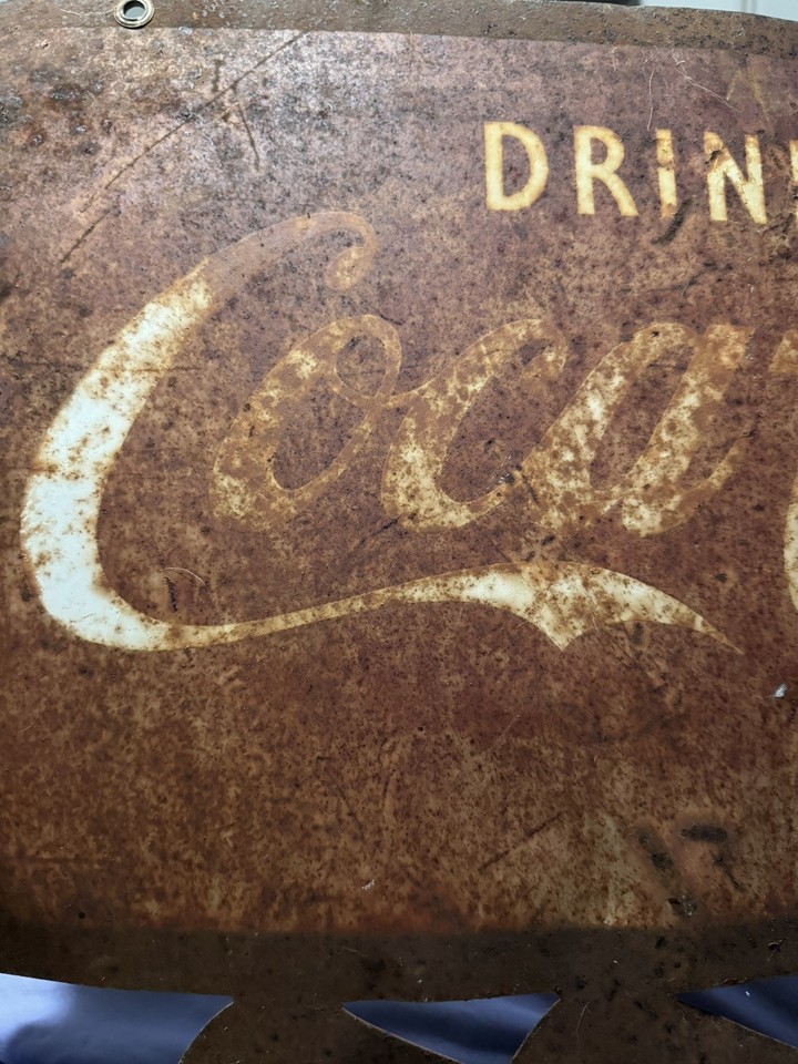 Rare Antique 1946 Coca Cola Yellow Dot Flange Sign | eBay