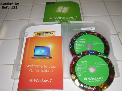 Microsoft Windows 7 Home Premium Upgrade 32 Bit and 64 Bit DVDs MS WIN ...