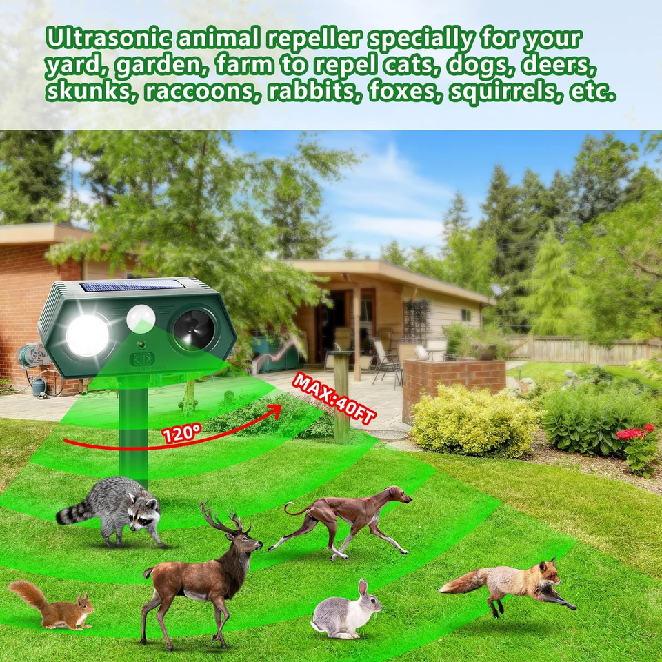 4PACK Solar Ultrasonic Animal Repellent outdoor Mice Deer Sensor for ...