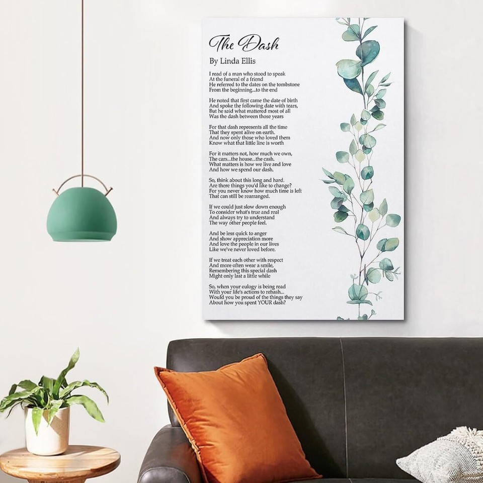 The Dash Poetry Poster - Poem Live Your Dash Quote Poster Canvas ...