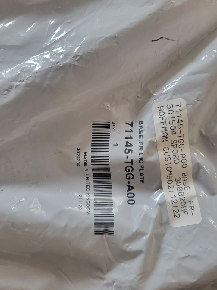 OEM 2016 - 2021 Honda Civic Front Bumper License Bracket 71145 tgg a00 ...