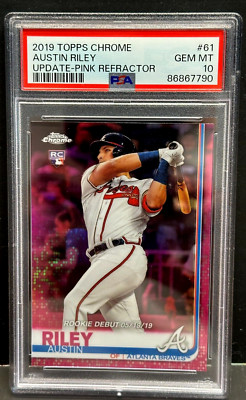Austin Riley 2019 Topps Chrome Update Pink Refractor RC #61 PSA 10 GEM ...