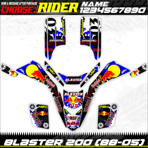 blaster 200 yfs 200 Kit stickers graphics decals Quad Yamaha 88 - 05 ...