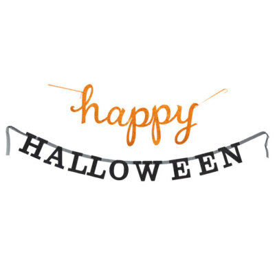 Happy Halloween black and orange glitter banner (2 piece- 1 is 36"X9 ...