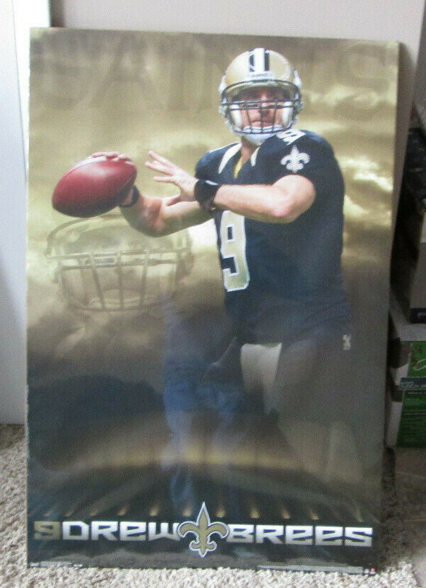 HUGE DREW BREES POSTER NEW ORLEANS SAINTS SHRINK WRAPPED MAN CAVE RARE ...
