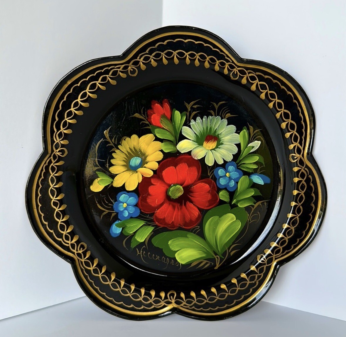 Tole Ruso Pintado A Mano 6 Vintage Hand Painted Tole Trays Zhostovo