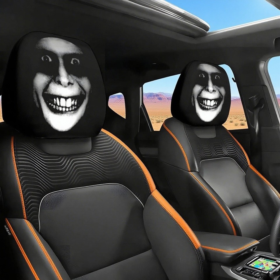 2X Funny Cartoon Car Headrest Covers,Cute Funny Cartoon Eyes Car ...