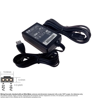 Power Adapter AC DC MNF 3-Pin Gray 32/16V 375/500mA HP 0957-2231 PA ...