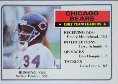 1983 Topps Football #28 Walter Payton Chicago Bears Team Leaders HOF | eBay