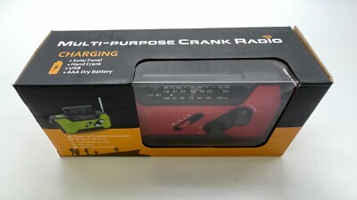 MULTI PURPOSE CRANK RADIO SOLAR PANEL HAND CRANK USB AND AAA AM FM LED ...