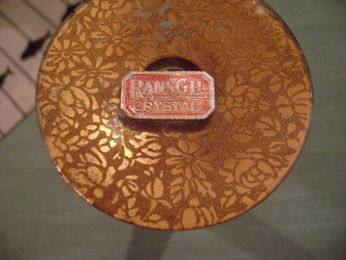 RANSGIL CRYSTAL Gold Overlay Bud Flower Glass Vase 5" matching set with ...