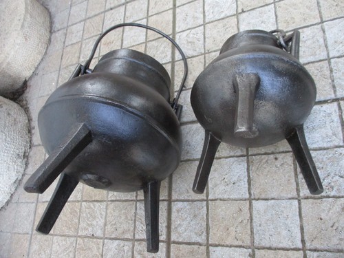 Vintage in Cast Iron Lot 2 Cooking Old Gypsy Pot Cauldron 3 Legs 1,5 ...