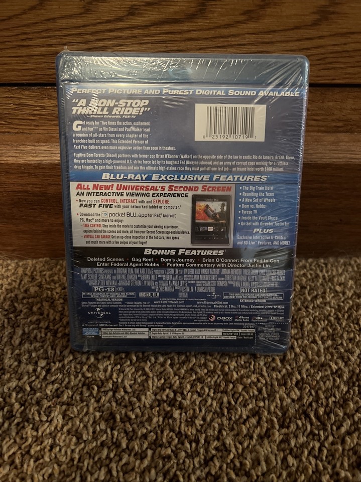 Fast Five (Blu-ray/DVD, 2011, 2-Disc set) Extended Edition, New, Sealed ...