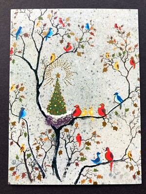*ONE* Adolf Dehn Avian Holiday Christmas Card Museum Bluebird Cardinal ...