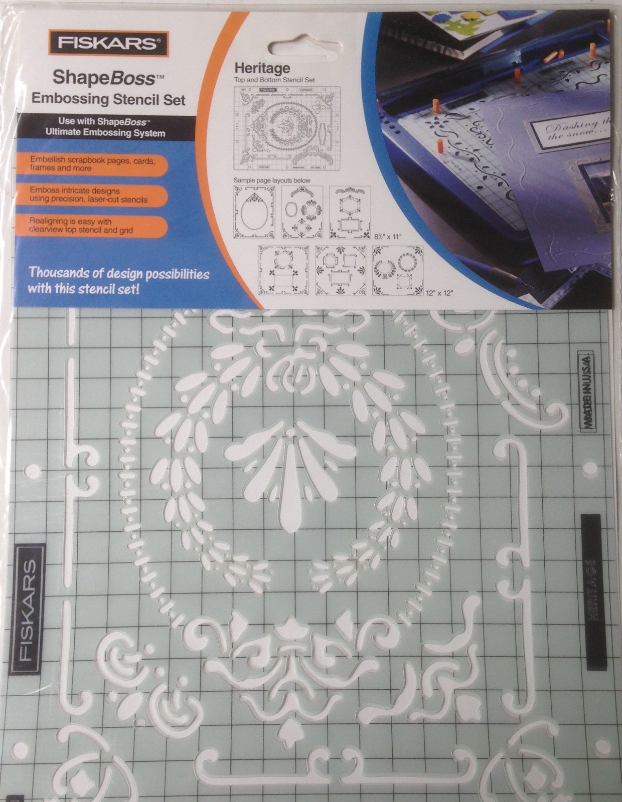 Fiskars ShapeBoss Embossing Stencil Set - Heritage - 5621 - NEW | eBay