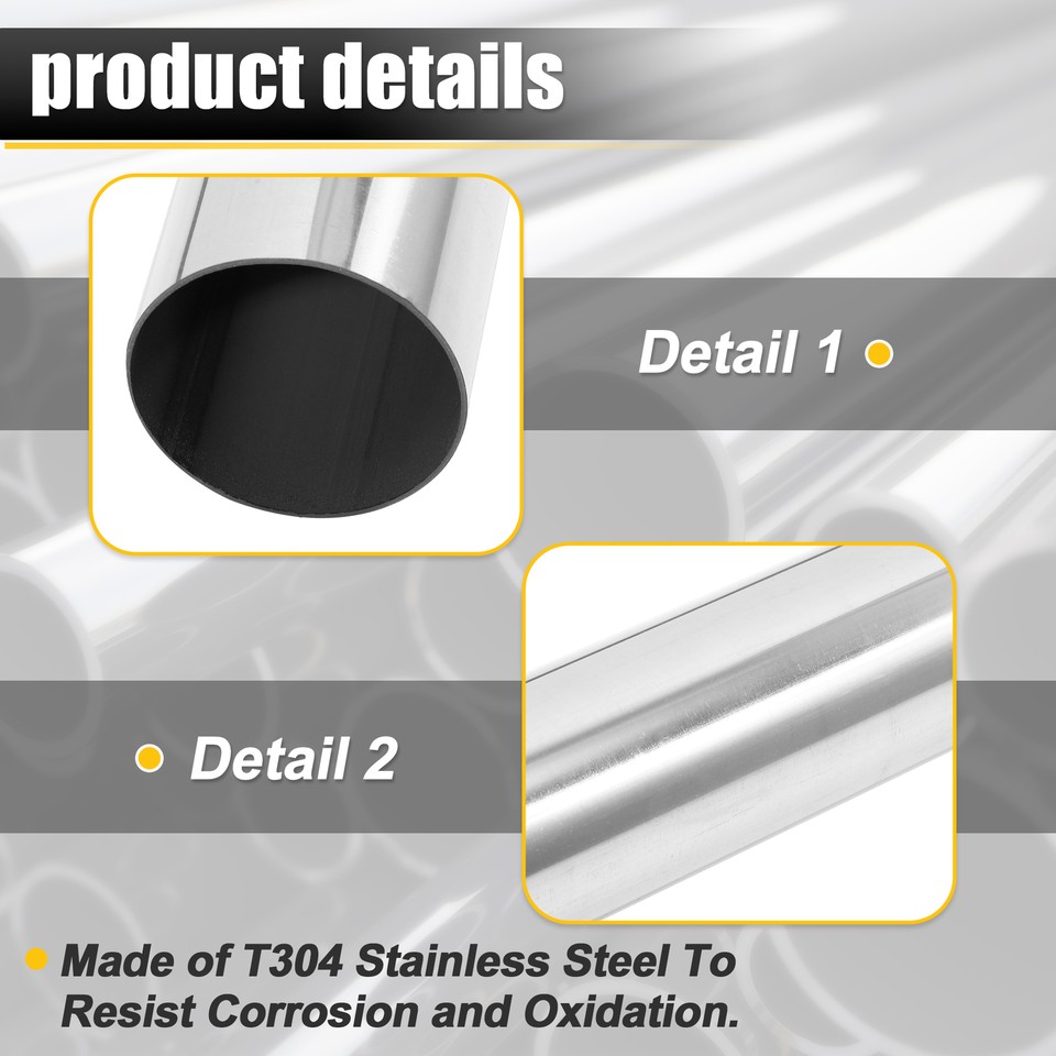 2 Pcs Straight 2" OD 30" Length DIY Custom Mandrel Exhaust Pipes Tube ...