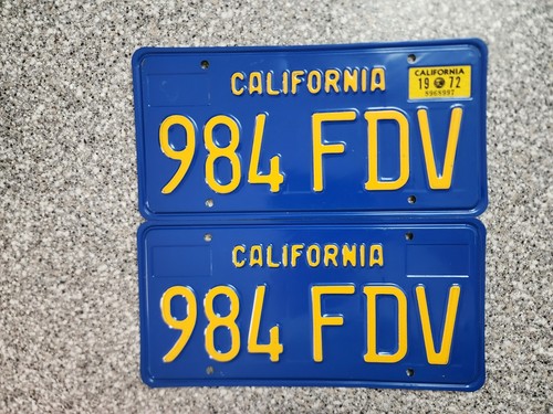 1970 California License Plates, 1972 Validation Sticker, DMV Clear ...
