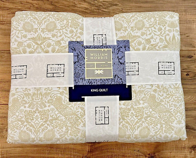 William Morris Strawberry Thief Natural King Quilt Coverlet Botanical ...