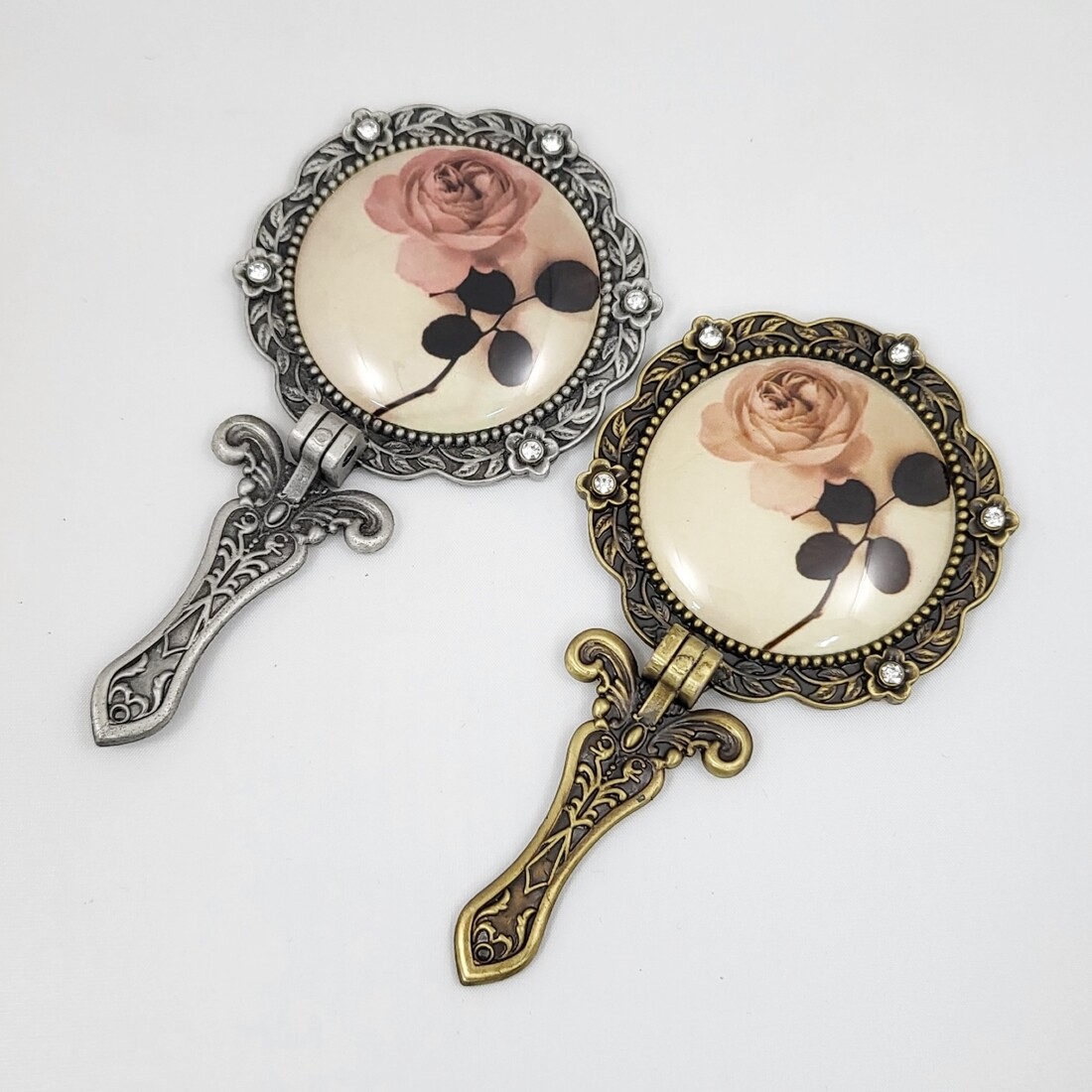 Mini Hand Mirror Vintage Small Folding Round Portable Pocket Size ...